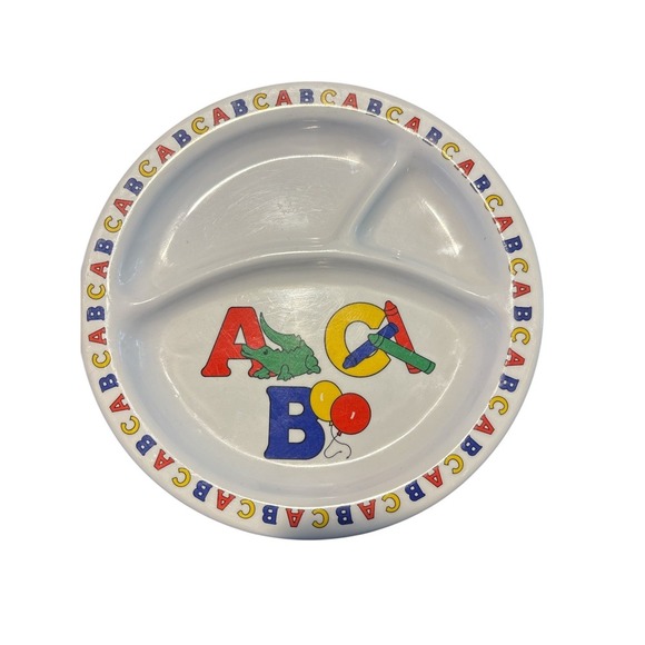 Dining | Vintage Melamine Abc Divided Children Toddler Plates 85 Inch ...